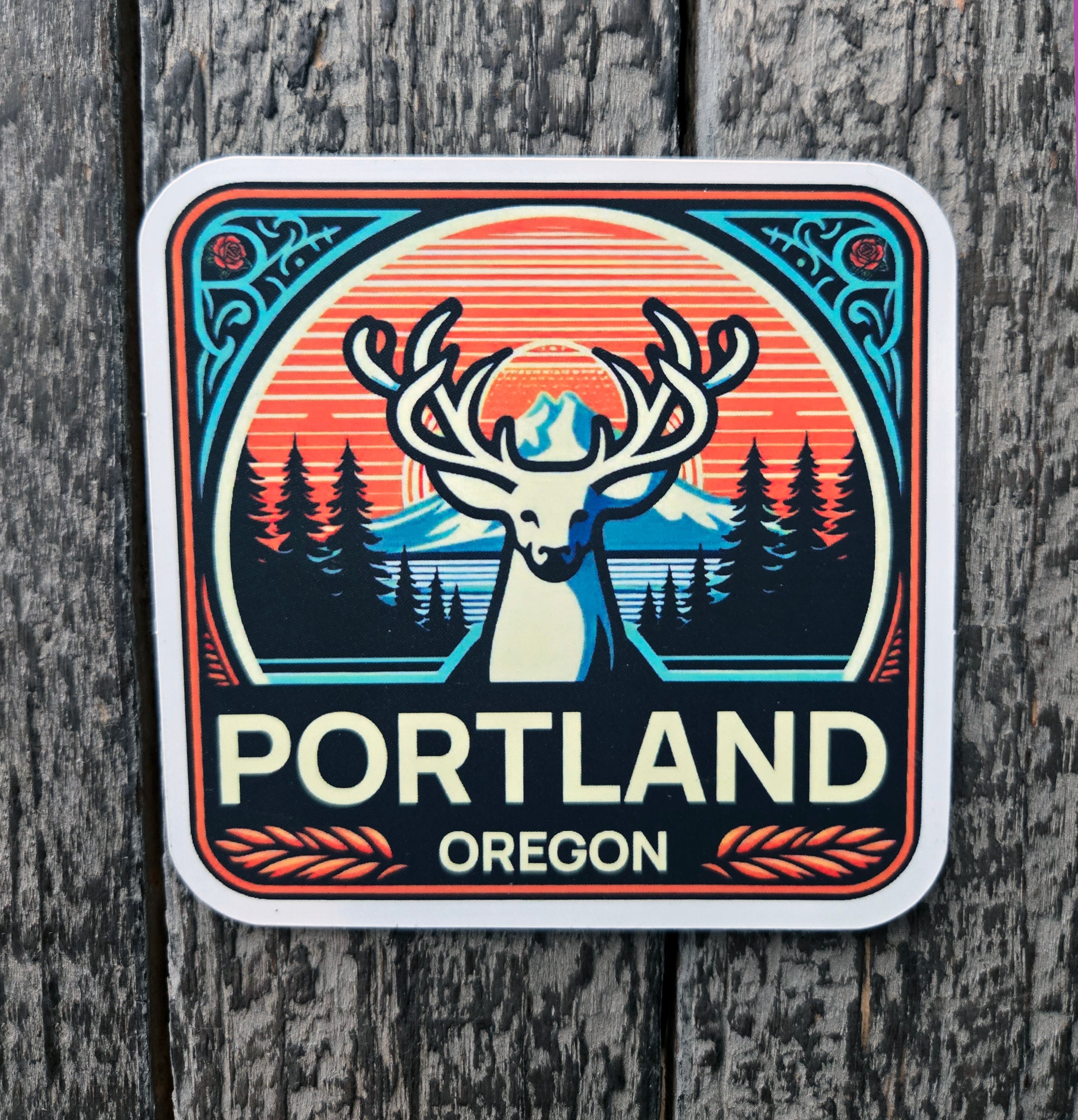 Portland Oregon Sticker - White Stag Vinyl Decal - Waterproof PNW Deca ...