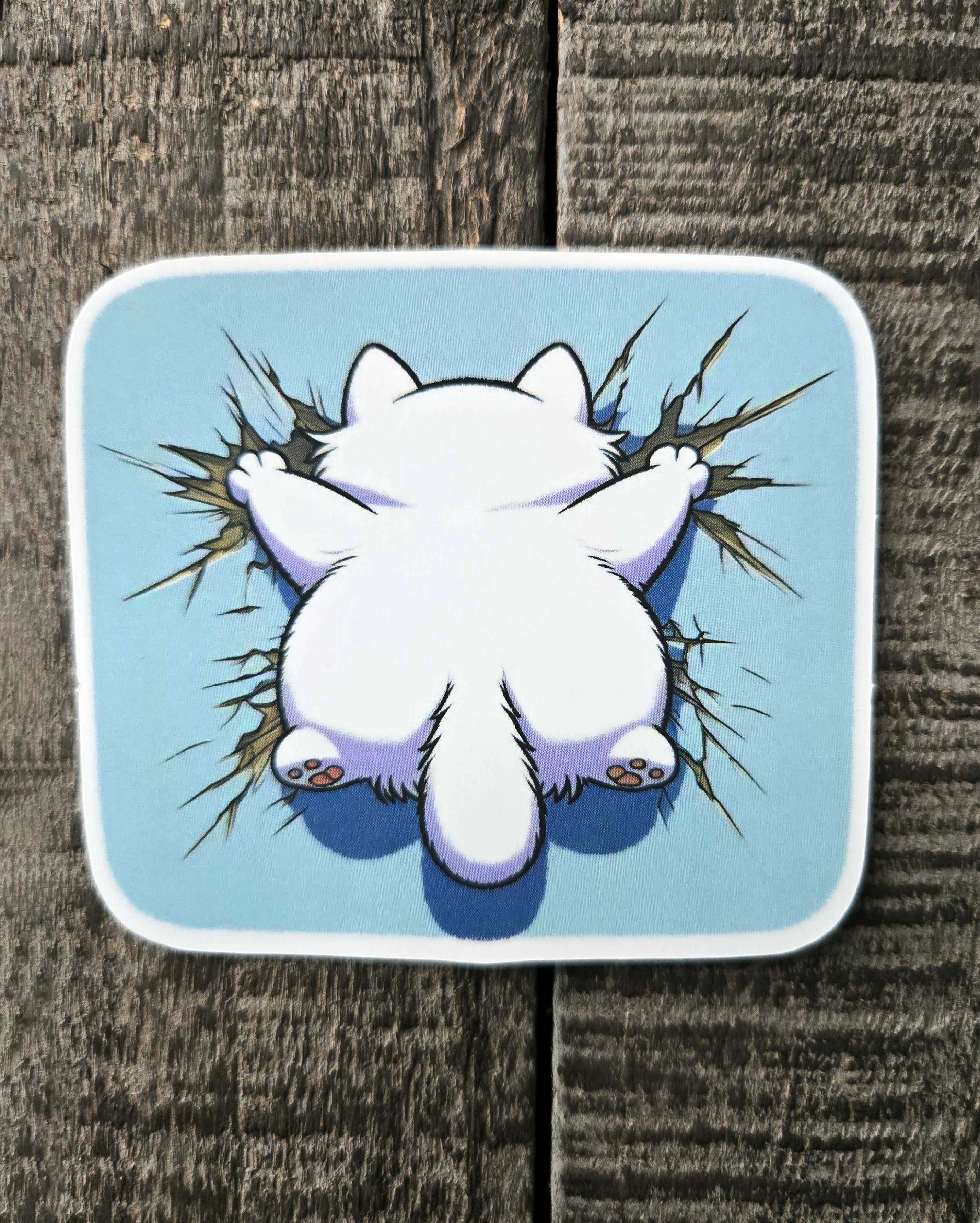 Squished Cat Sticker - Funny Flattened Kitty Vinyl Decal – NomadBrain